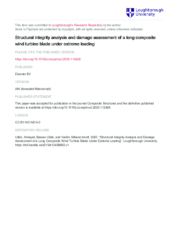 (PDF) Structural integrity analysis and damage assessment of a long composite wind turbine blade ...