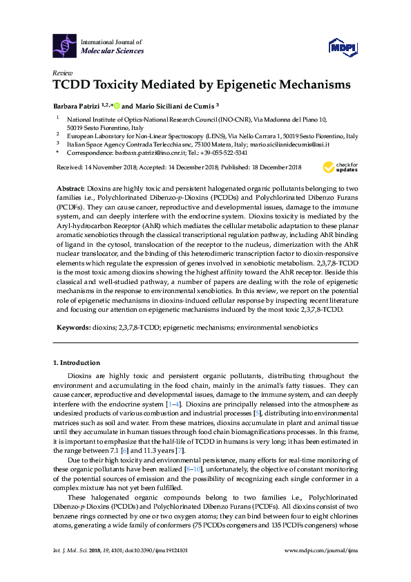 (PDF) TCDD Toxicity Mediated by Epigenetic Mechanisms | Barbara Patrizi ...