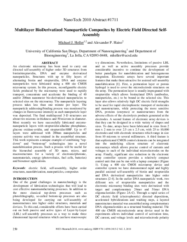 (PDF) Multilayer BioDerivatized Nanoparticle Composites by Electric ...