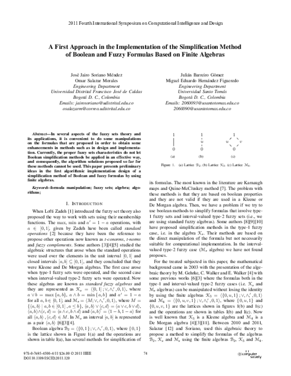 Pdf Algorithmic Simplification Of Boolean And Fuzzy Formulas