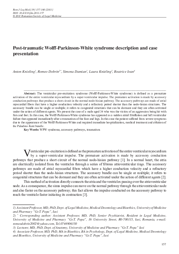 (PDF) Post-traumatic Wolff-Parkinson-White syndrome description and case presentation