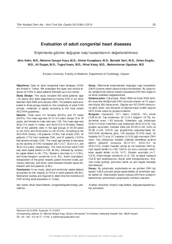 (PDF) [Evaluation of adult congenital heart diseases]