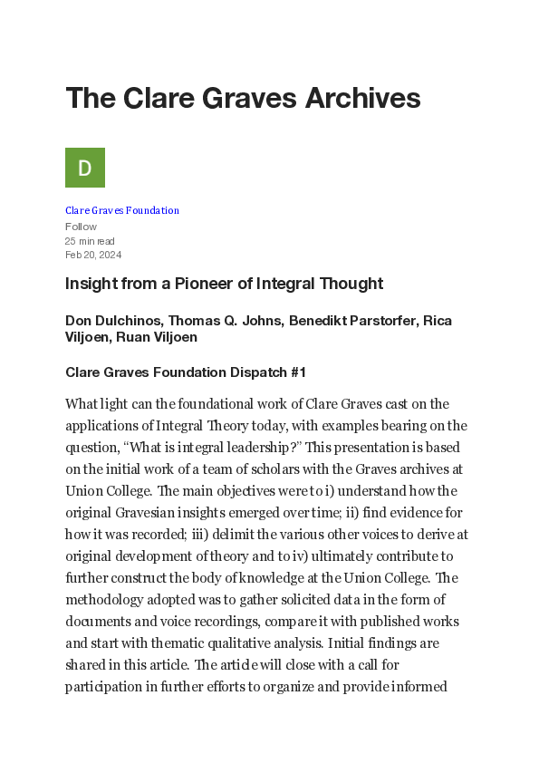 (PDF) The Clare Graves Archives
