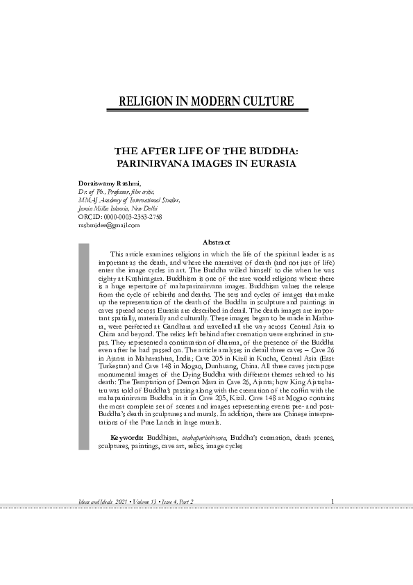(PDF) The After Life of the Buddha: Parinirvana Images in Eurasia