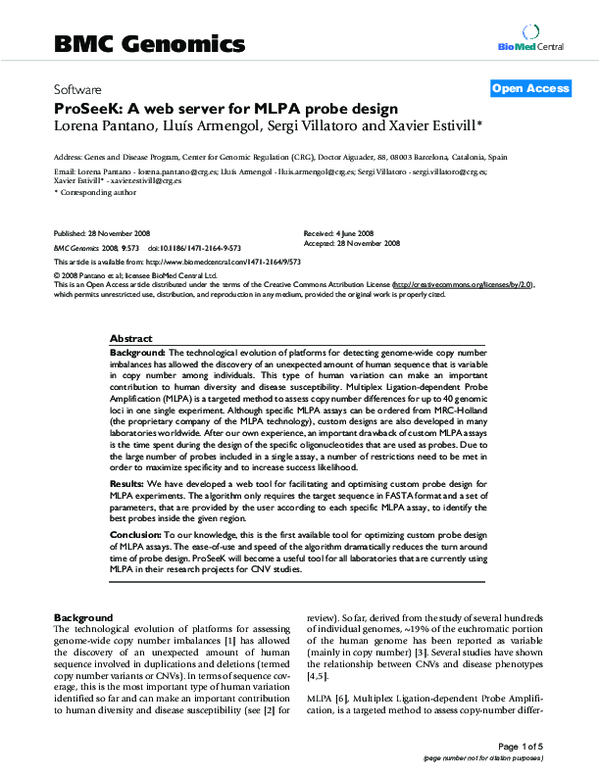 (PDF) ProSeeK: A web server for MLPA probe design