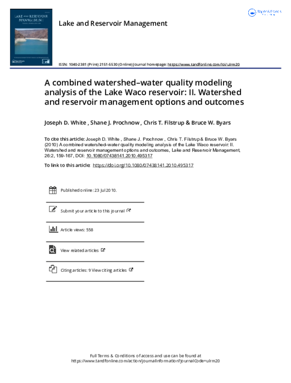 (PDF) A combined watershed–water quality modeling analysis of the Lake Waco reservoir: I ...