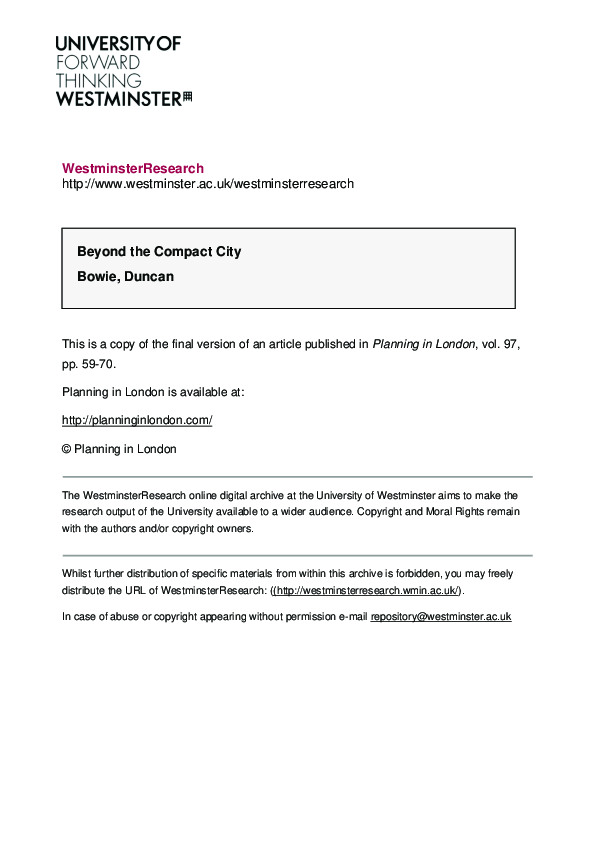 (PDF) Beyond the Compact City