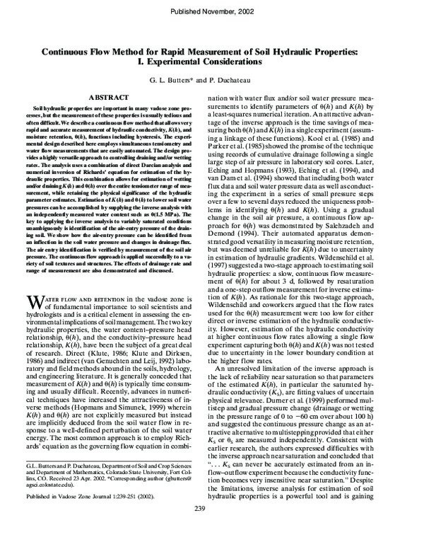 (PDF) Continuous Flow Method for Rapid Measurement of Soil Hydraulic ...