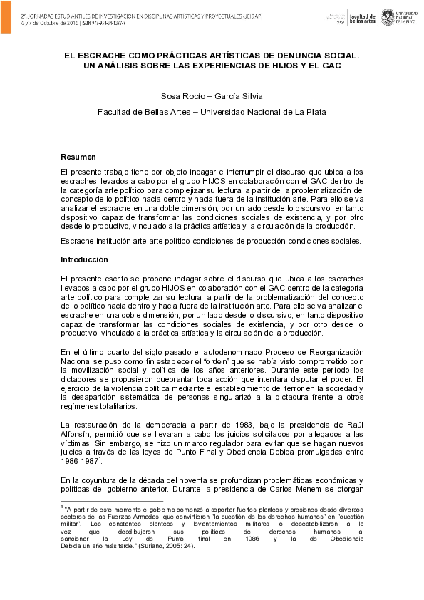 (PDF) El escrache como prácticas artísticas de denuncia social