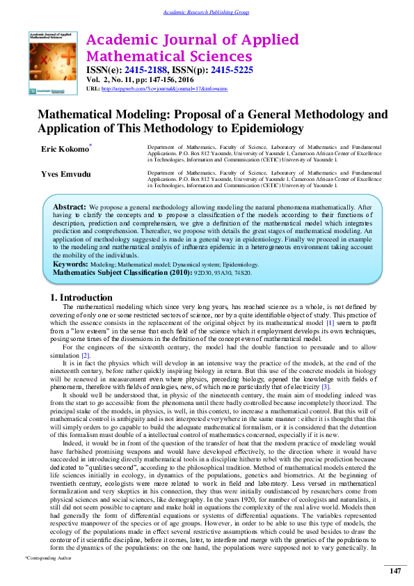 (PDF) Mathematical Modeling: Proposal of a General Methodology and Application of This ...