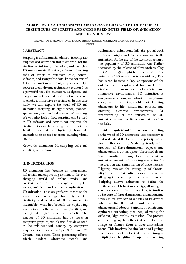 (PDF) SCRIPTING IN 3D AND ANIMATION: A CASE STUDY OF THE DEVELOPING TECHNIQUES OF SCRIPTS AND ...
