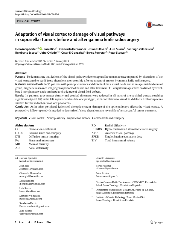 (PDF) Adaptation of visual cortex to damage of visual pathways in ...