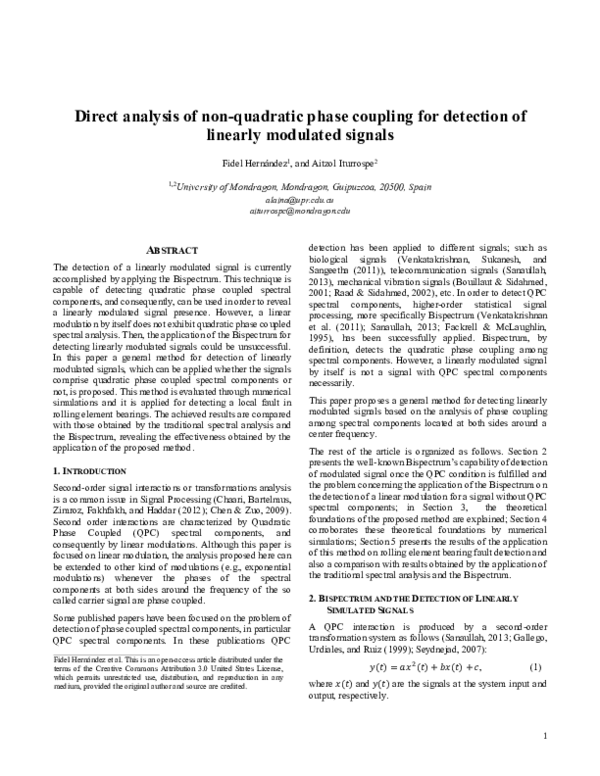 (PDF) Direct analysis of non-quadratic phase coupling for detection of linearly modulated ...