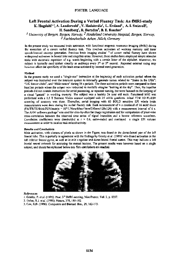 (PDF) Left Frontal Activation During a Verbal Fluency Task: An fMRI-study