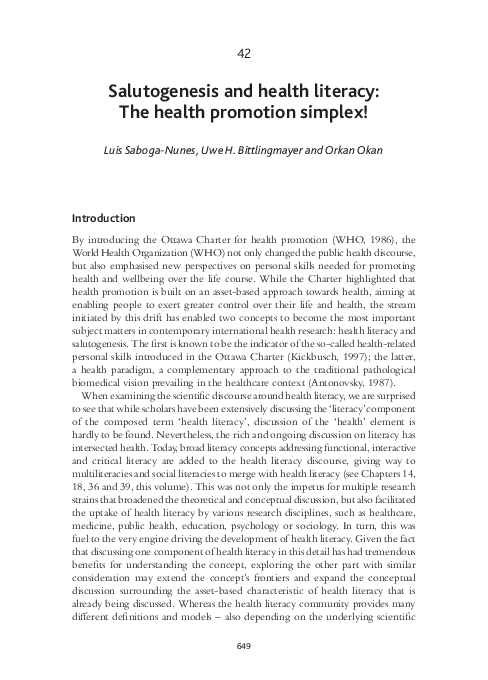 (PDF) Salutogenesis and health literacy: The health promotion simplex!