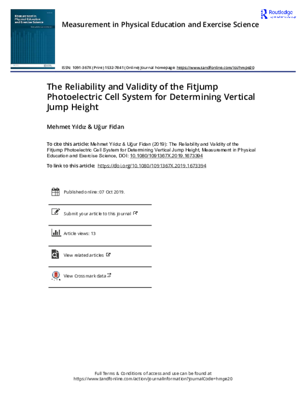 (PDF) The Reliability and Validity of the Fitjump Photoelectric Cell System for Determining ...