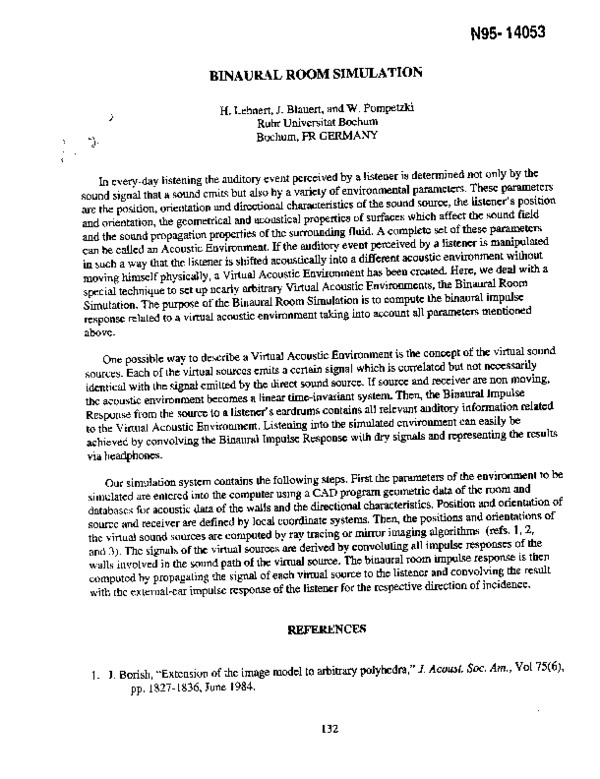 Pdf Binaural Room Simulation