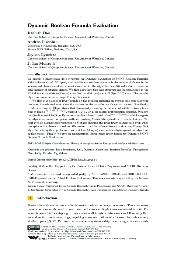 Pdf Dynamic Boolean Formula Evaluation