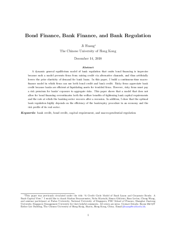 (PDF) Bond Finance, Bank Finance, and Bank Regulation