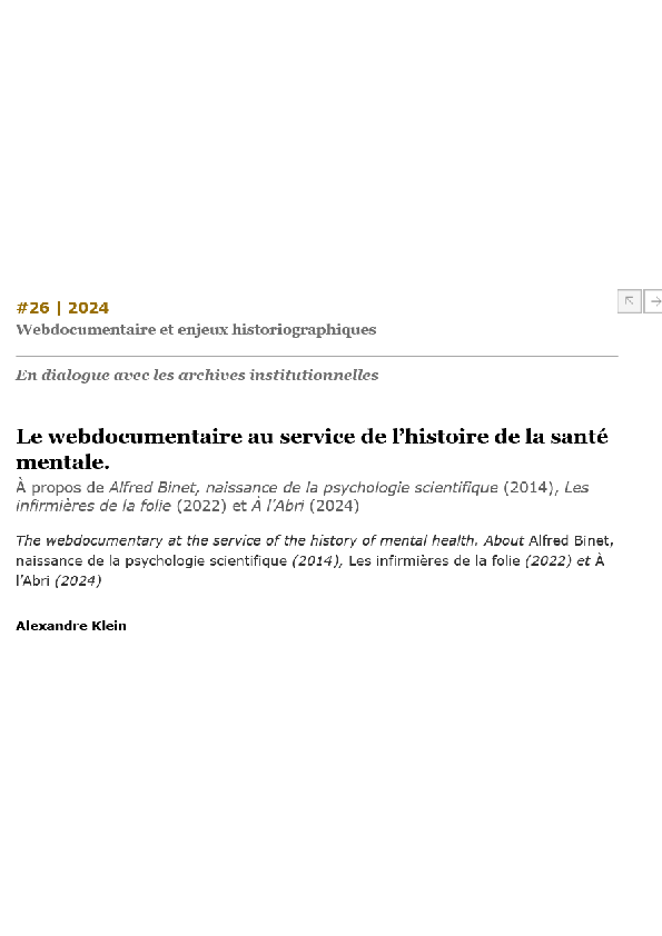 (PDF) Le webdocumentaire au service de l’histoire de la santé mentale