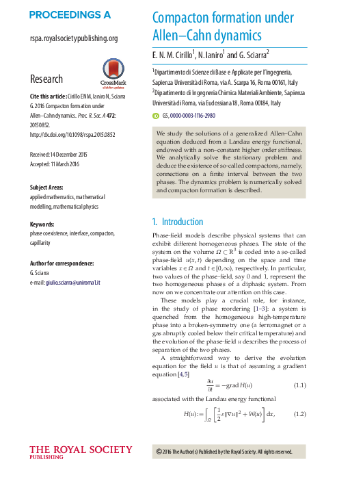 (PDF) Compacton formation under Allen–Cahn dynamics