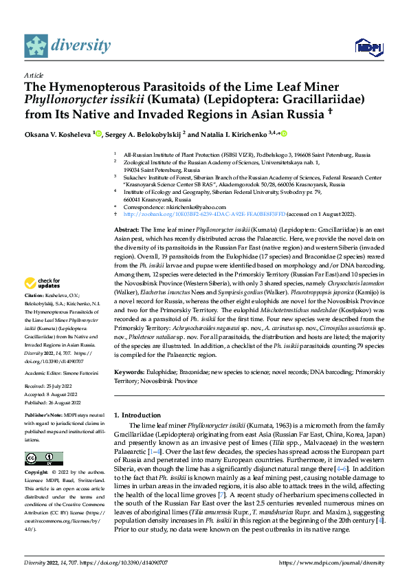 (PDF) The Hymenopterous Parasitoids of the Lime Leaf Miner ...