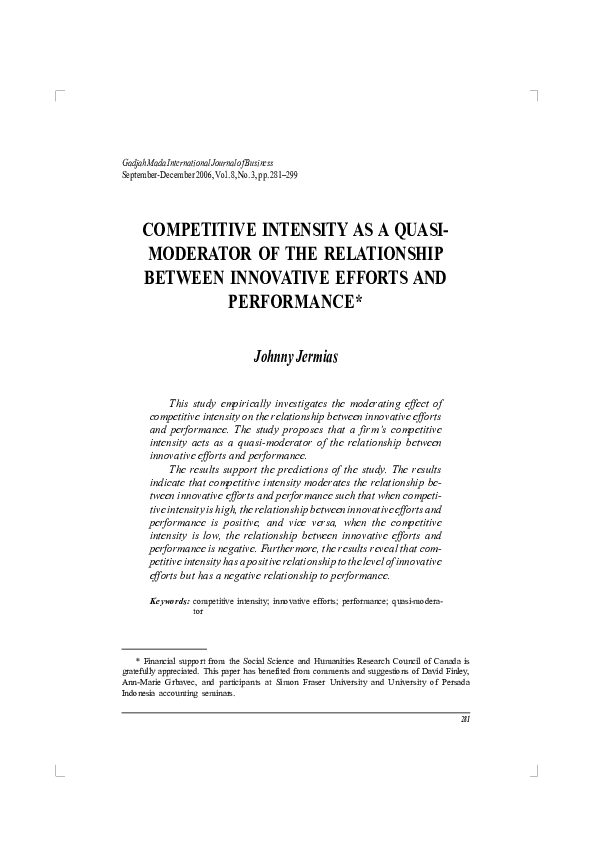 (PDF) Competitive Intensity as a Quasi-moderator of the Relationship ...