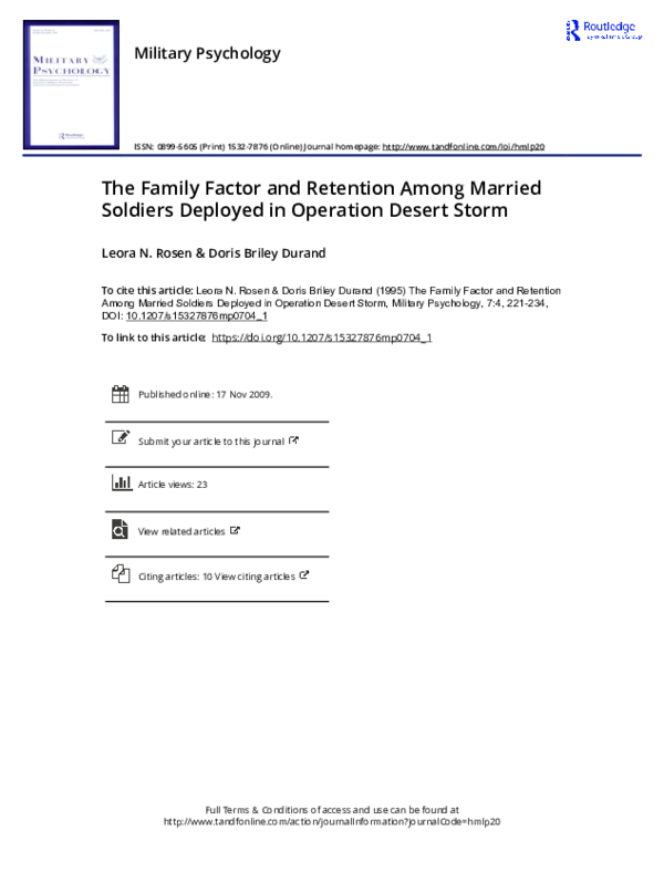 (PDF) The Family Factor and Retention Among Married Soldiers Deployed ...