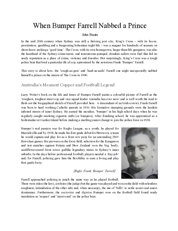 (PDF) When Bumper Farrell Nabbed a Prince
