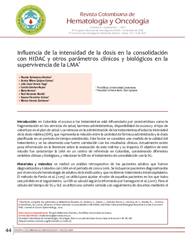 (PDF) Influencia de la intensidad de la dosis en la consolidación con ...