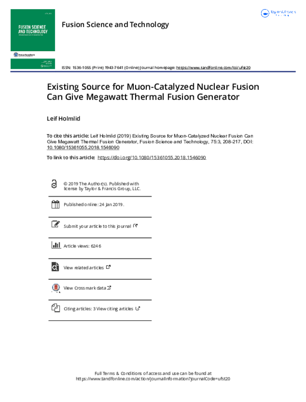 (PDF) Existing Source for Muon-Catalyzed Nuclear Fusion Can Give ...