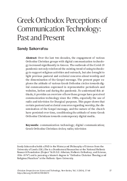 (PDF) Greek Orthodox Perceptions of Communication Technology: Past and ...
