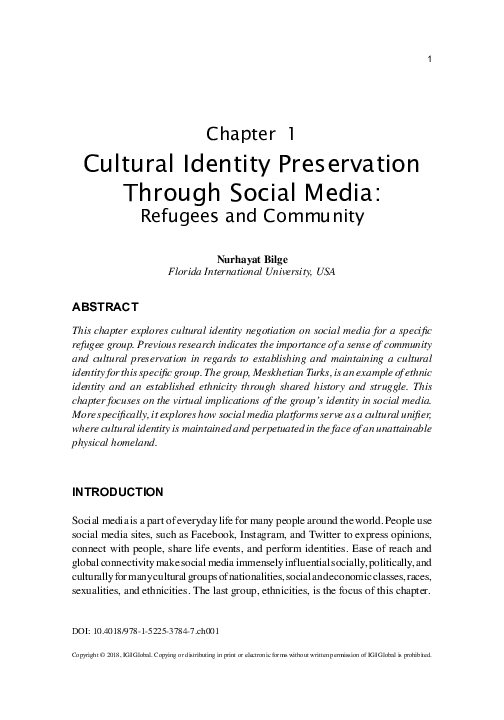 (PDF) Cultural Identity Preservation Through Social Media