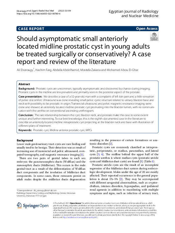 (PDF) Should asymptomatic small anteriorly located midline prostatic ...