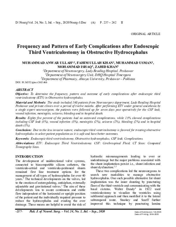 (PDF) Frequency and Pattern of Early Complications after Endoscopic ...