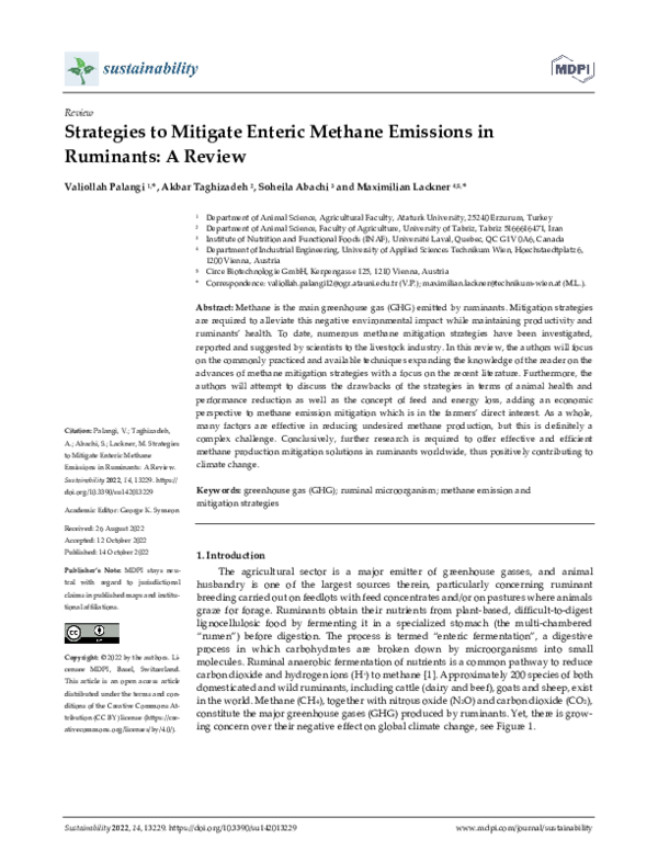 (PDF) Strategies to Mitigate Enteric Methane Emissions in Ruminants: A ...