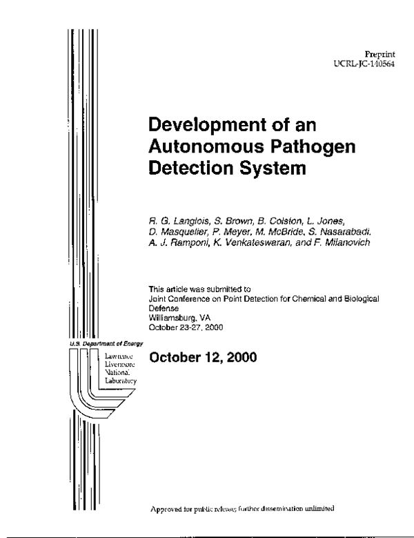 (PDF) Development of an Autonomous Pathogen Detection System