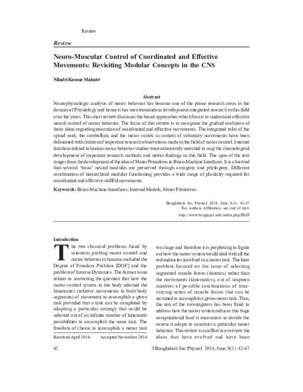 (PDF) Neuro-Muscular Control of Coordinated and Effective Movements ...