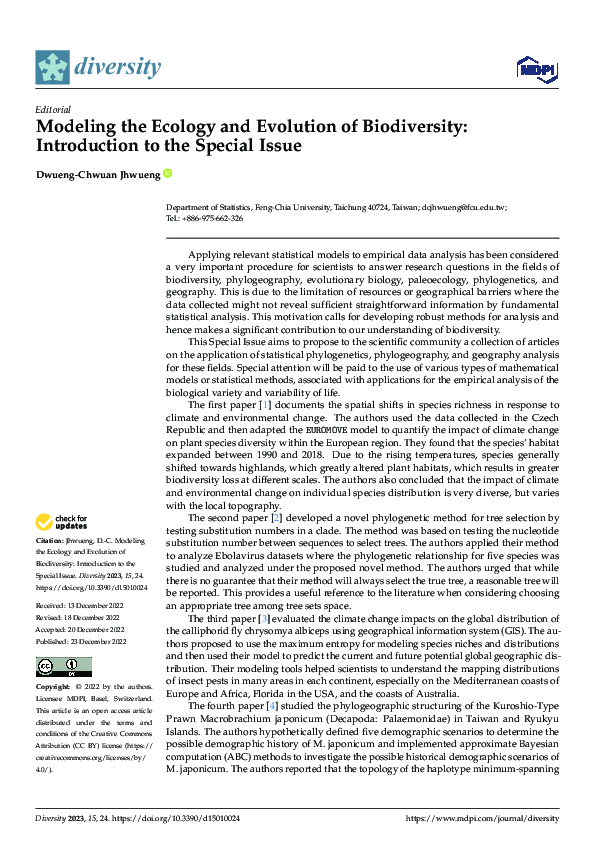 (PDF) Modeling the Ecology and Evolution of Biodiversity: Introduction ...