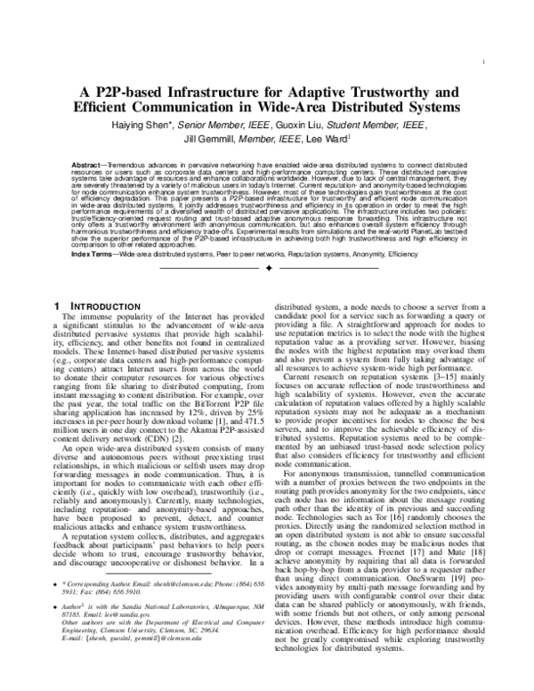 (PDF) P2P Infrastructure for Trustworthy Communication