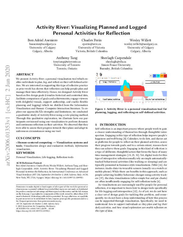 (PDF) Activity River: Visualizing Planned and Logged Personal Activities for Reflection