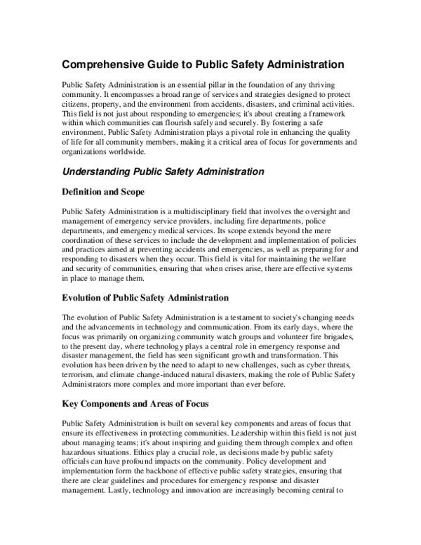 (PDF) Comprehensive Guide to Public Safety Administration