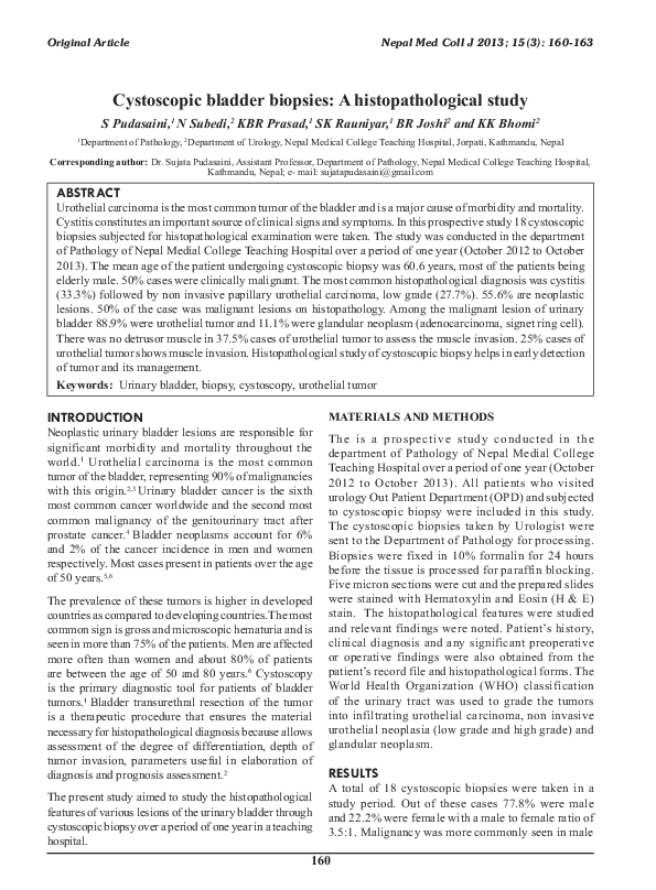 (PDF) Cystoscopic bladder biopsies: a histopathological study