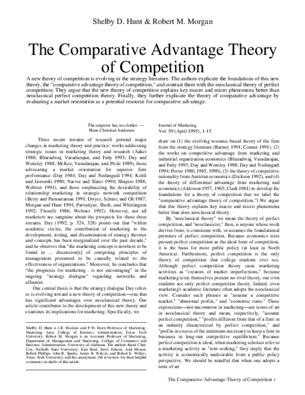 (PDF) The Comparative Advantage Theory of Competition 1