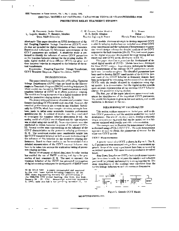 (PDF) Digital models of coupling capacitor voltage transformers for ...