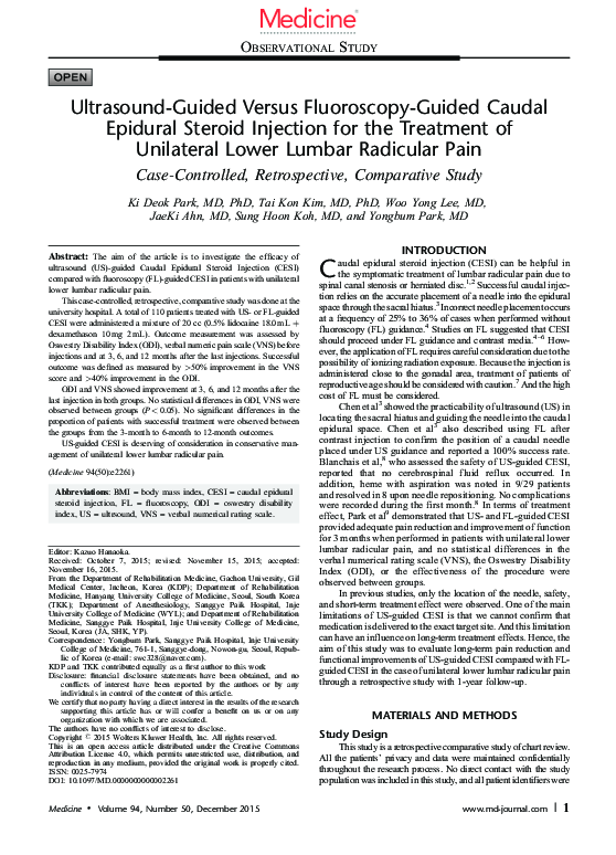 (PDF) Ultrasound-Guided Versus Fluoroscopy-Guided Caudal Epidural ...