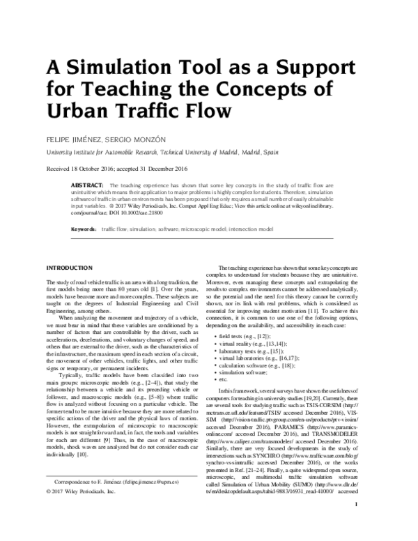 (PDF) A simulation tool as a support for teaching the concepts of urban ...