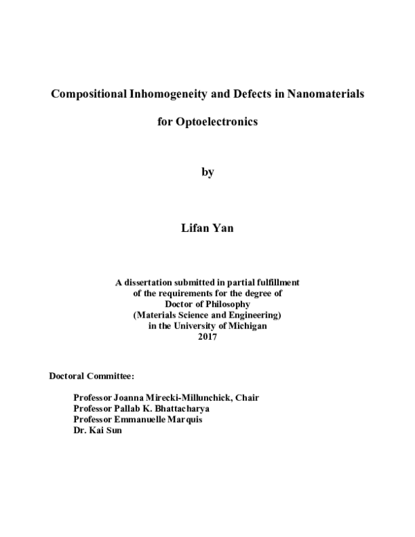 (PDF) Compositional Inhomogeneity and Defects in Nanomaterials for ...