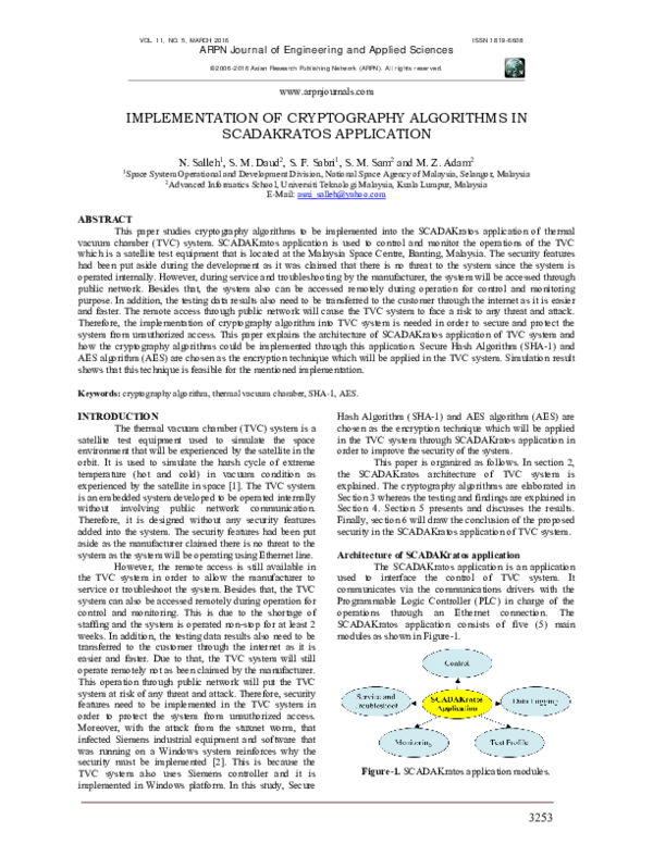 Pdf Implementation Of Cryptography Algorithms In Scadakratos Application 4625