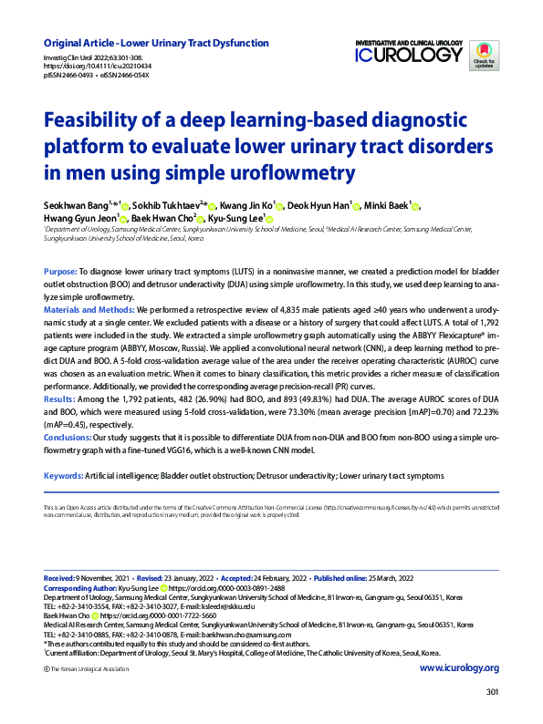 (PDF) Feasibility of a deep learning-based diagnostic platform to evaluate lower urinary tract ...